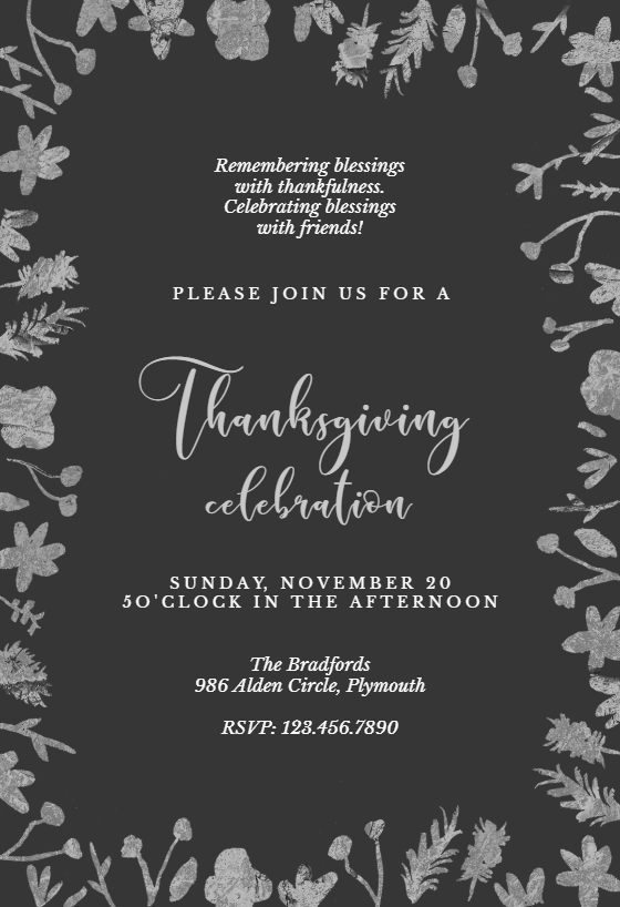 Gather Gratitude - Thanksgiving Invitation Template (Free) | Greetings ...