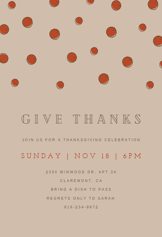 Give Thanks - Thanksgiving Invitation Template (Free) | Greetings Island