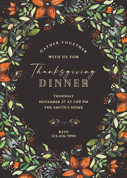 Happy Feast - Thanksgiving Invitation Template (Free) | Greetings Island
