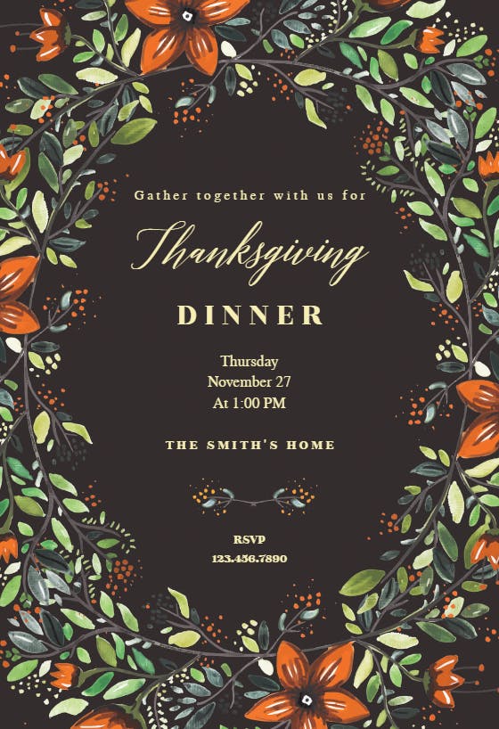 Happy Feast - Thanksgiving Invitation Template (Free) | Greetings Island