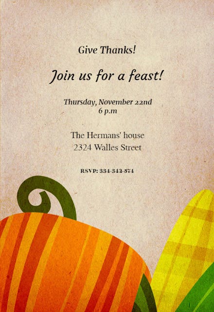 Page 4 | Thanksgiving Invitation Templates (Free) | Greetings Island