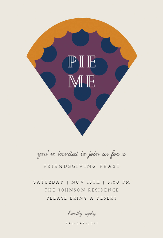 Pie - Thanksgiving Invitation Template (Free) | Greetings Island