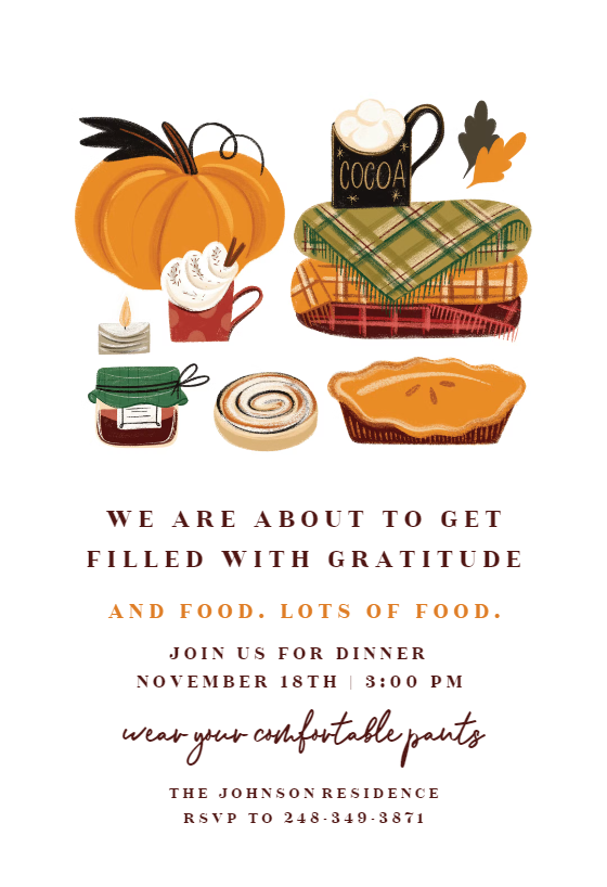 Thankfull - Thanksgiving Invitation Template | Greetings Island