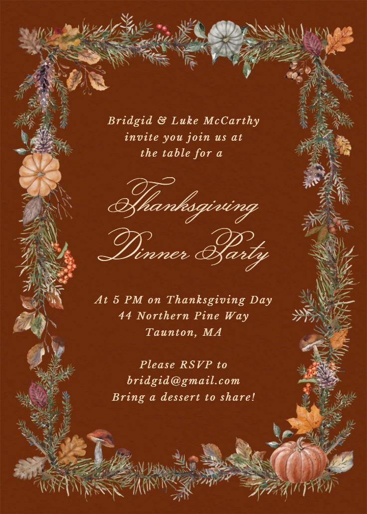 Traditional Autumn - Thanksgiving Invitation Template | Greetings Island