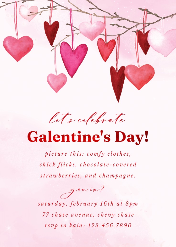 Galentine's Day Hearts - Valentine's Day Invitation Template ...