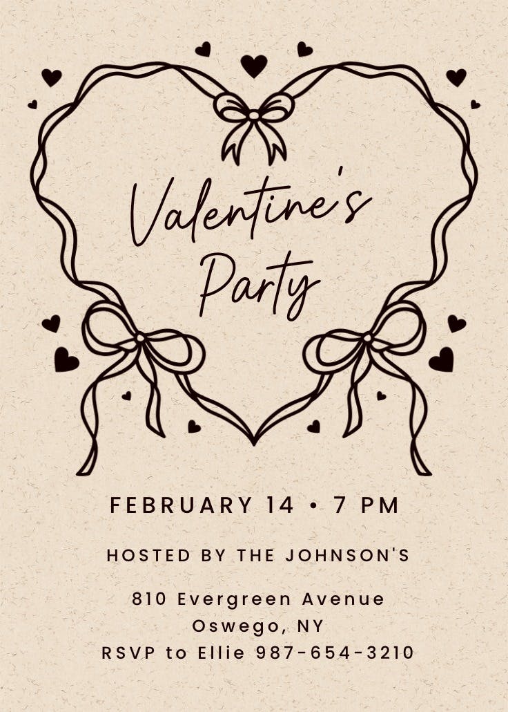 Romantic Ribbon - Holidays Invitation Template | Greetings Island