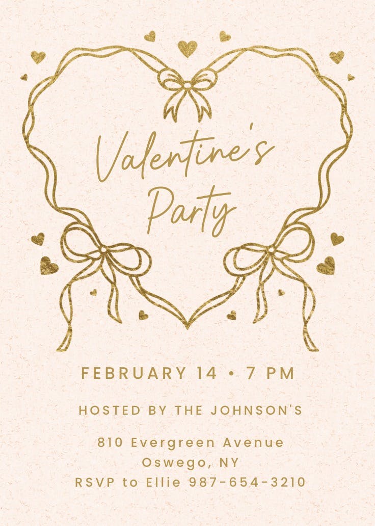 Romantic Ribbon - Holidays Invitation Template | Greetings Island