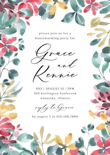 Aquarelle Fiesta Frame - Housewarming Invitation Template (Free ...