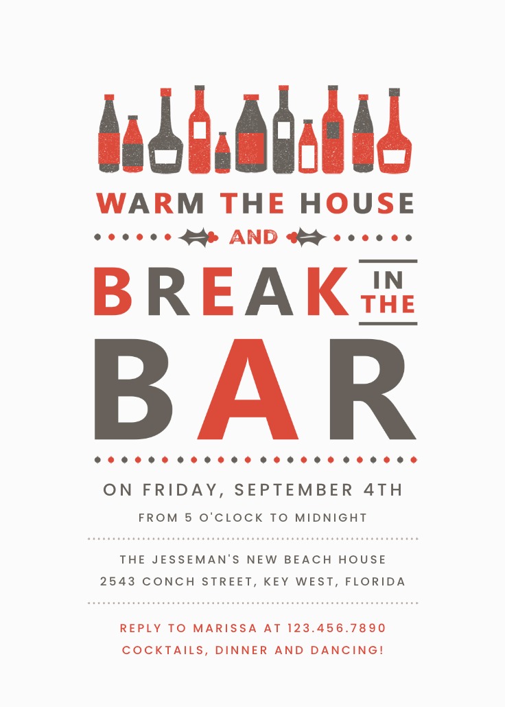 Stock the bar - Housewarming Invitation Template (Free) | Greetings Island