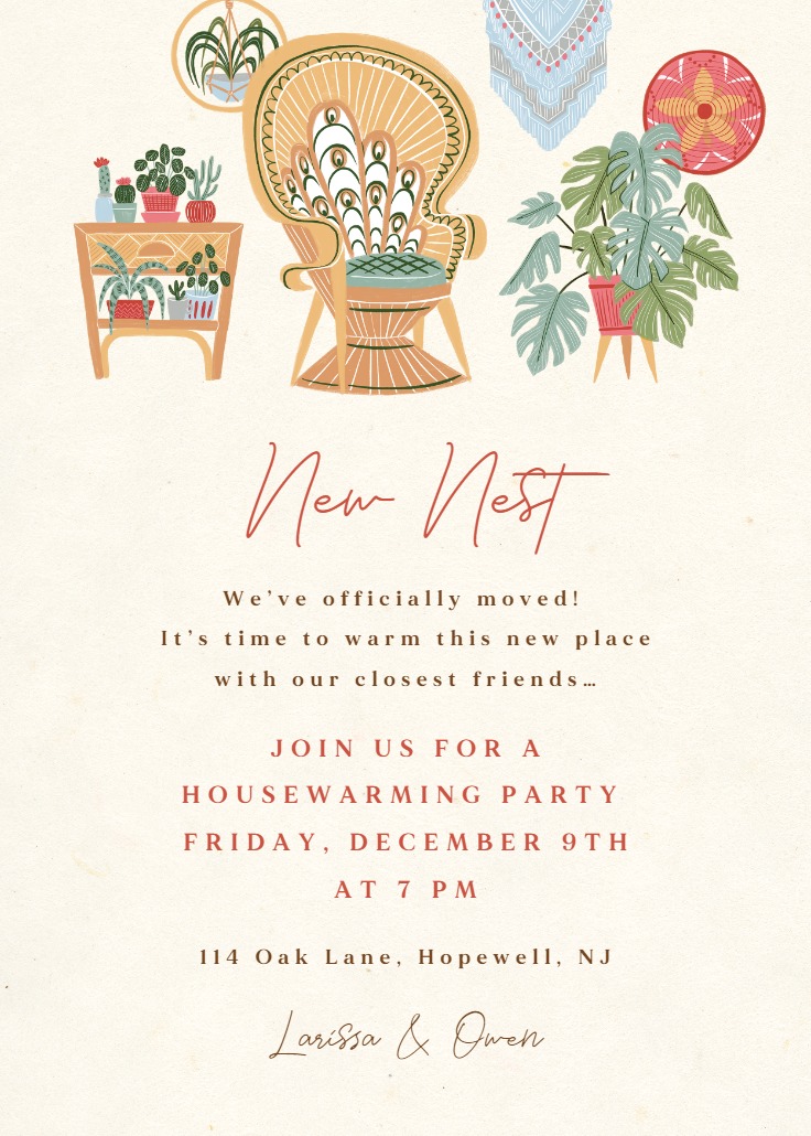 Boho Nest - Housewarming Invitation Template (Free) | Greetings Island