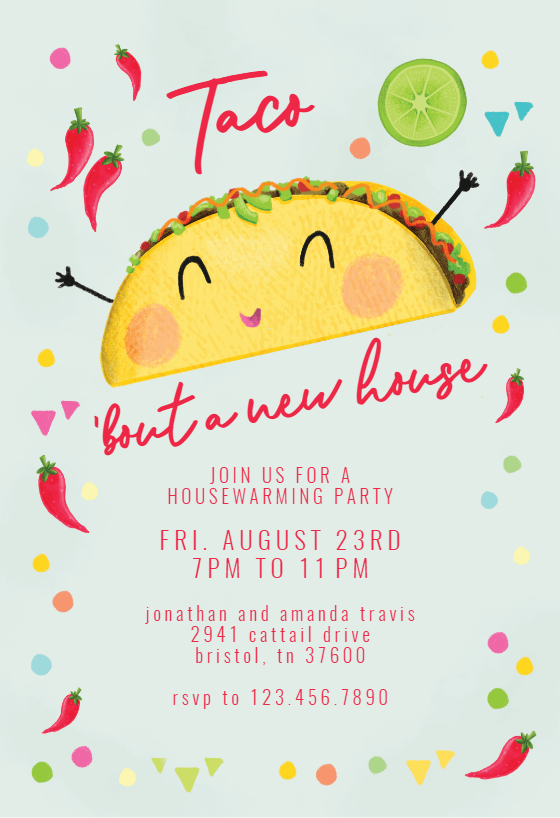 Let's taco bout party - Housewarming Invitation Template | Greetings Island