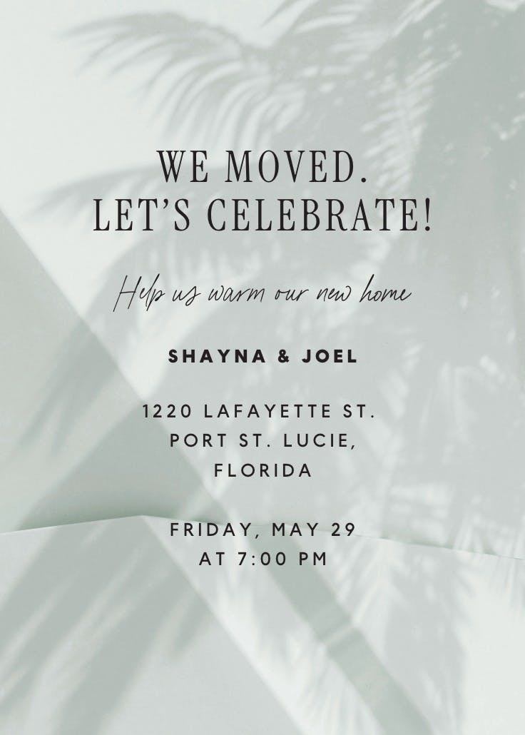 Palm Shade - Invitation Template (Free) | Greetings Island