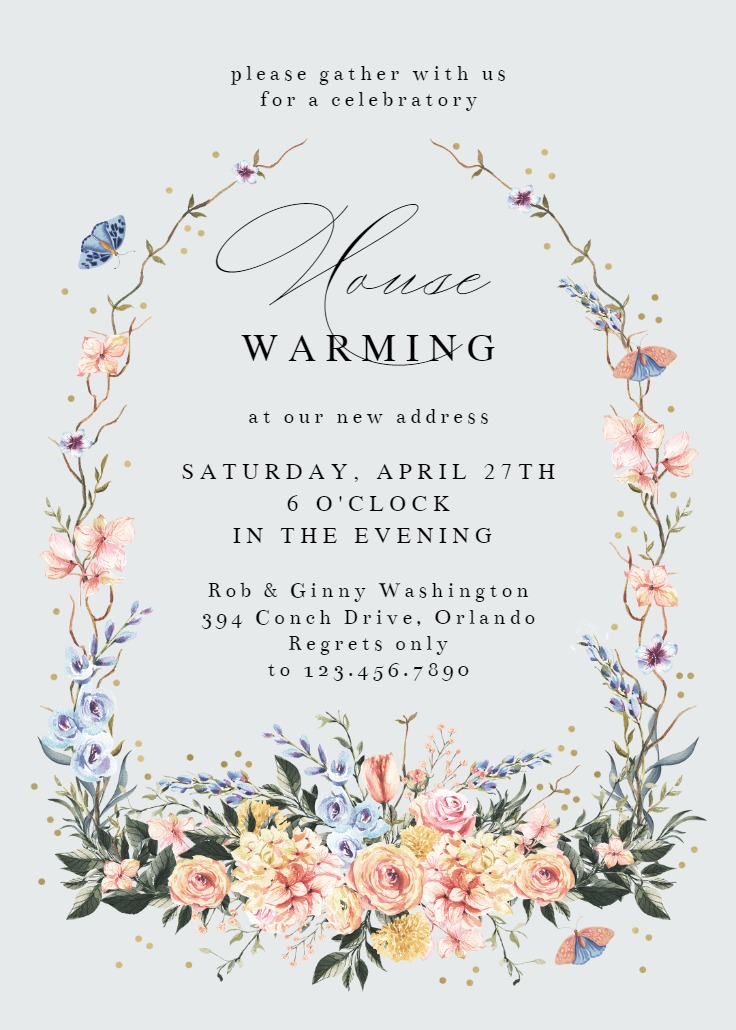 Spring Dusty Frame - Housewarming Invitation Template | Greetings Island