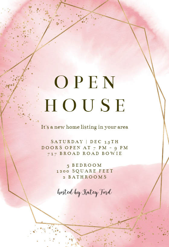 Gold polygon - Open House Invitation Template | Greetings Island