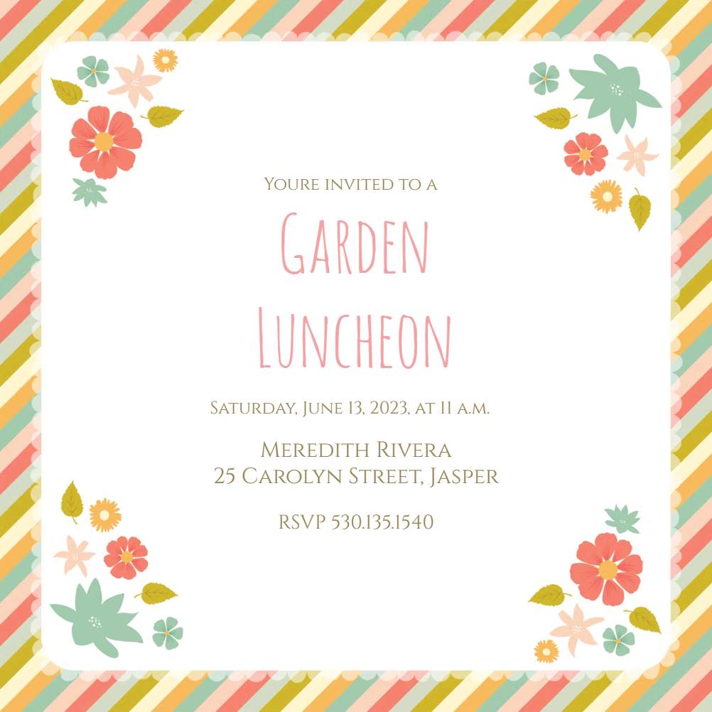 Angled Stripes Border - Printable Party Invitation Template (Free ...