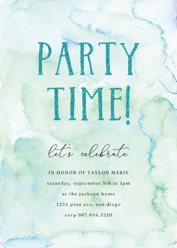 Colorful Party Time - Printable Party Invitation (Free) | Greetings Island