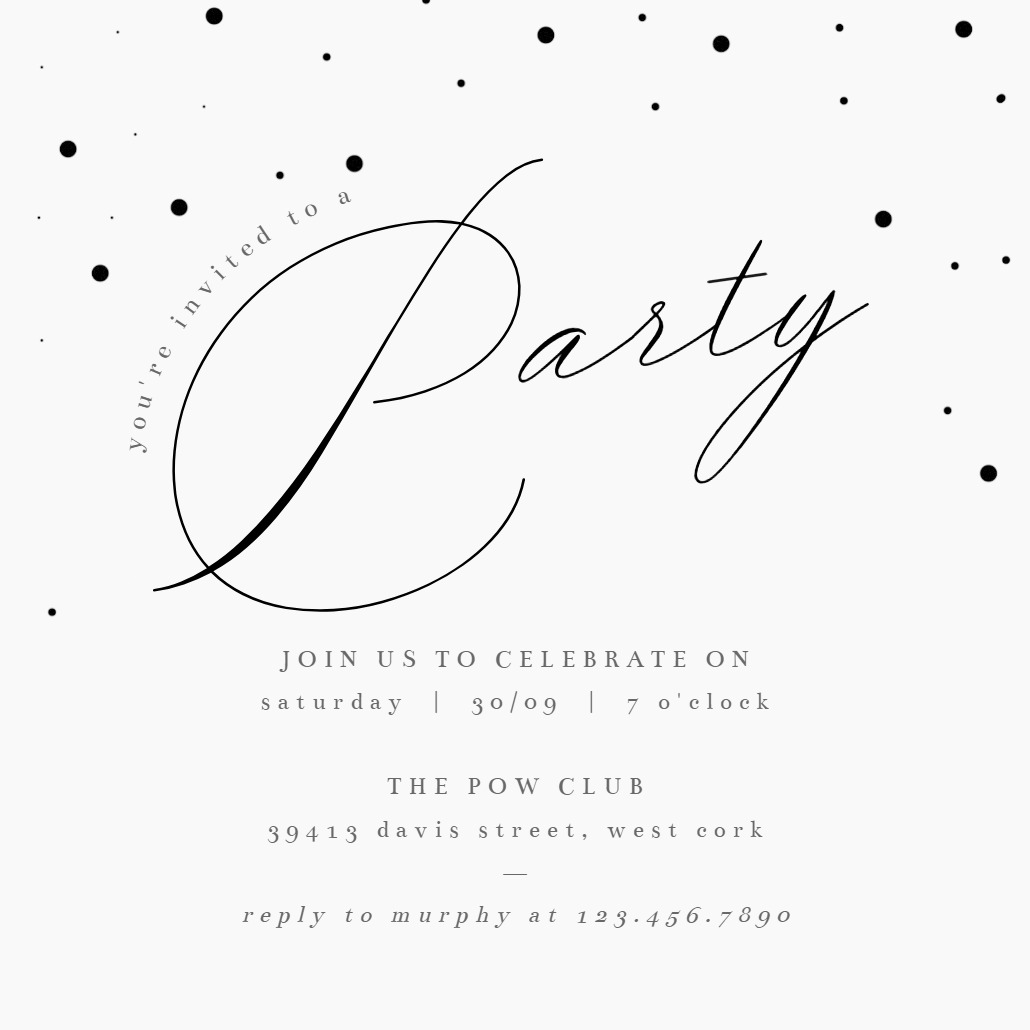 Fancy Font Party - Printable Party Invitation (Free) | Greetings Island