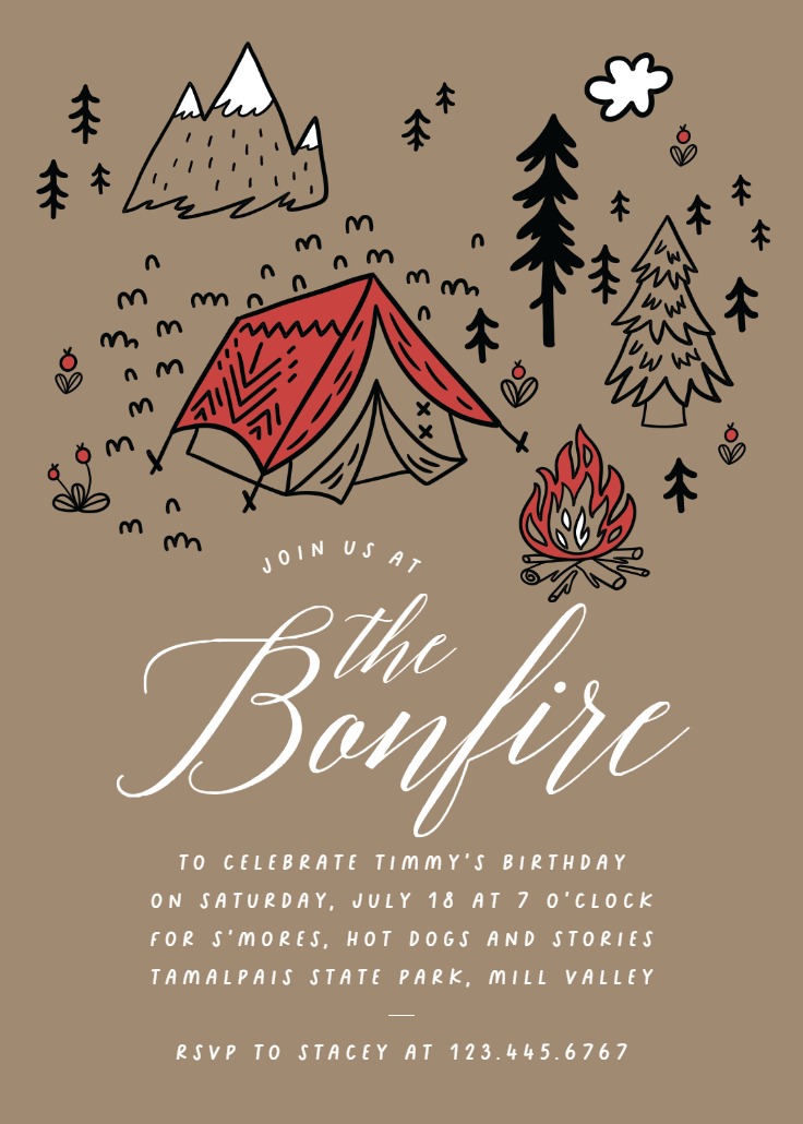 Camping Tent - Printable Party Invitation (Free) | Greetings Island