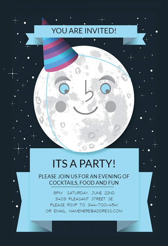 Full Moon - Printable Party Invitation (Free) | Greetings Island