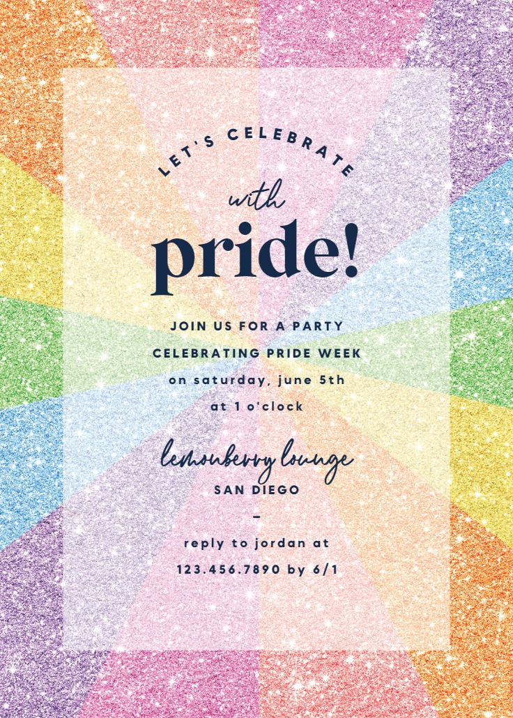Glitter Pride Party - Printable Party Invitation (Free) | Greetings Island