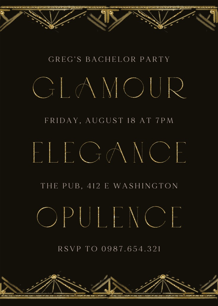 Big Opulence Text - Bachelor Party Invitation Template | Greetings Island