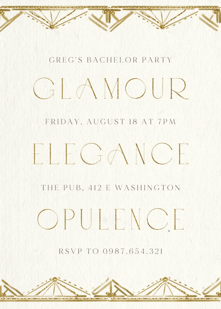 Big Opulence Text - Bachelor Party Invitation Template | Greetings Island