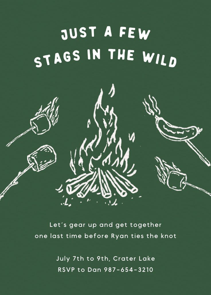 Fireside - Bachelor Party Invitation Template (Free) | Greetings Island