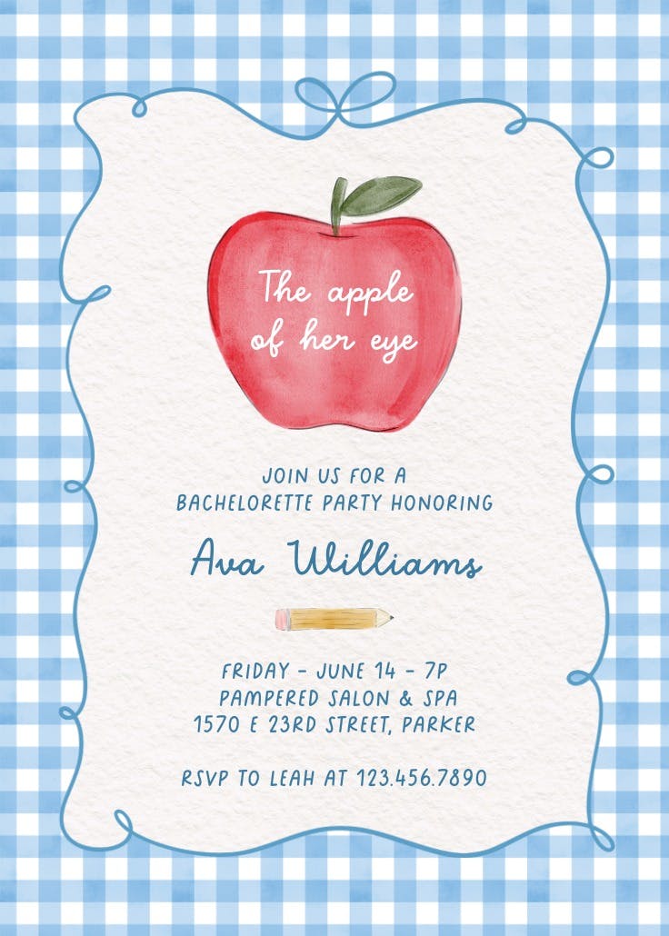 Apple for Her - Bachelorette Party Invitation Template | Greetings Island