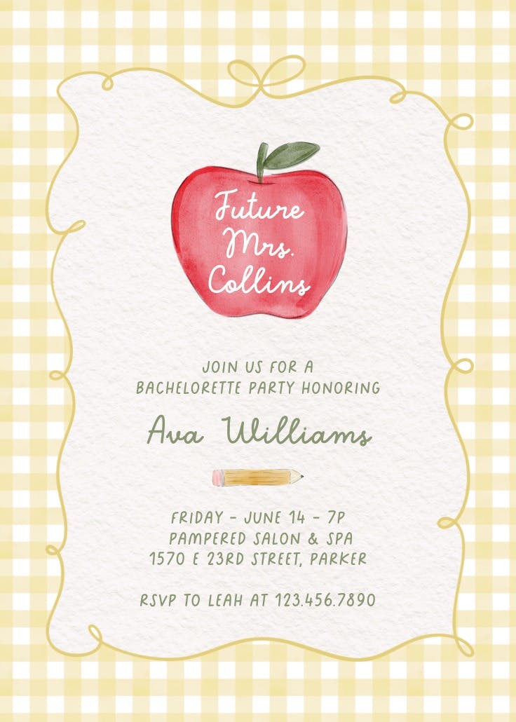 Apple for Her - Bachelorette Party Invitation Template | Greetings Island