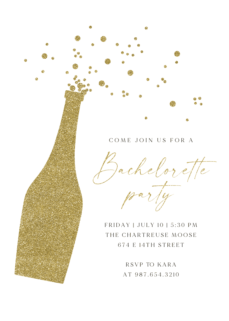 Glitter bubbly - Bachelorette Party Invitation Template | Greetings Island