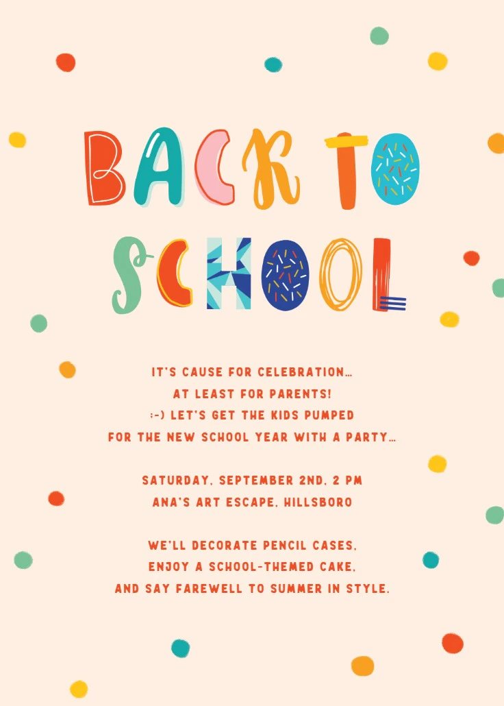 Artistic Alphabet - School Invitation Template | Greetings Island