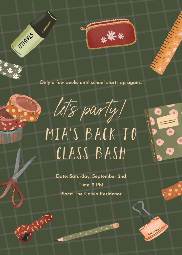 Back to Class Bash - Back to School Invitation Template | Greetings Island