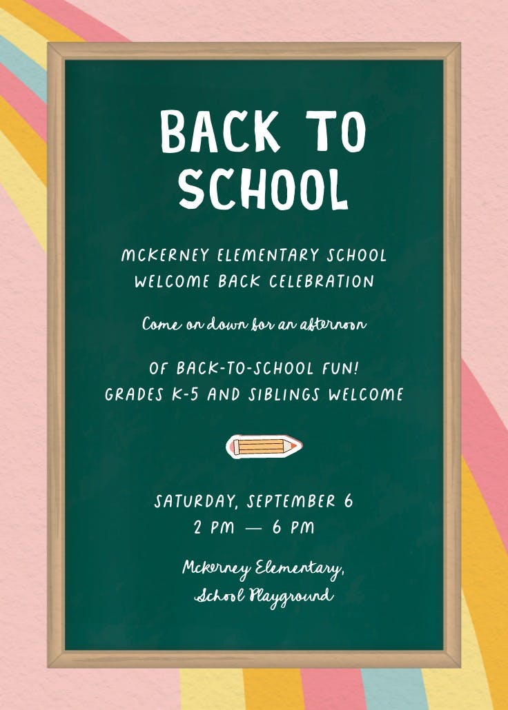 Cheerful Chalkboard - Party Invitation Template (Free) | Greetings Island