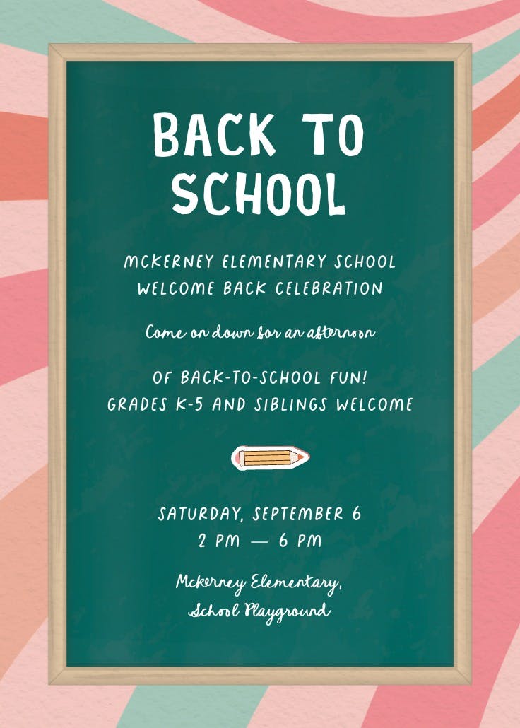 Cheerful Chalkboard - Party Invitation Template (Free) | Greetings Island