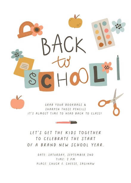 Cute Class - Back To School Invitation Template (Free) | Greetings Island