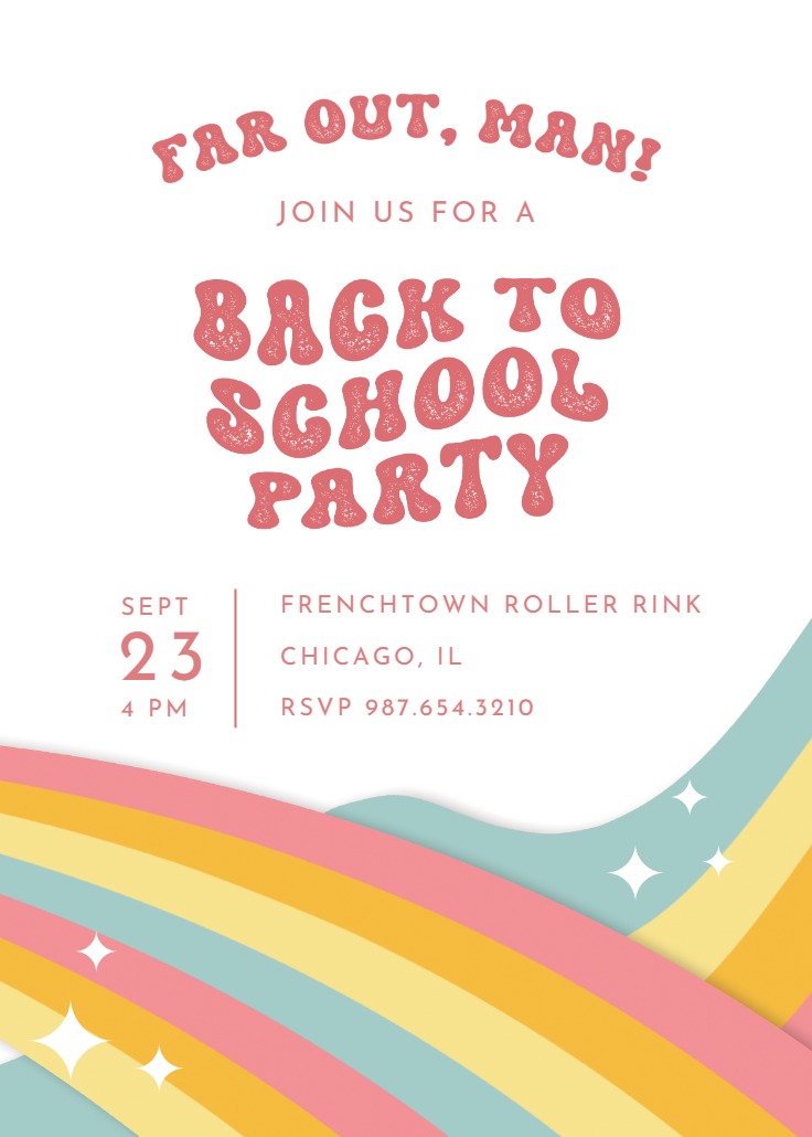 Groovy School - Back to School Invitation Template | Greetings Island