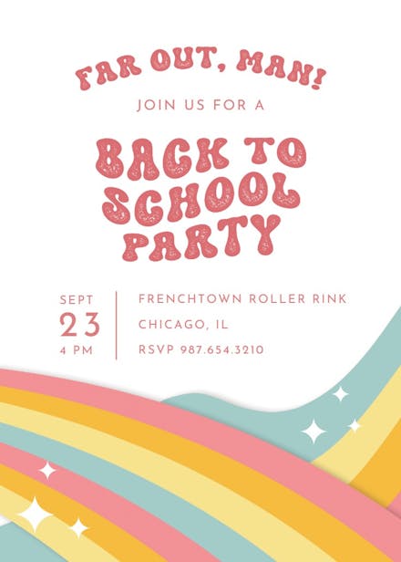 Groovy School - Back To School Invitation Template | Greetings Island