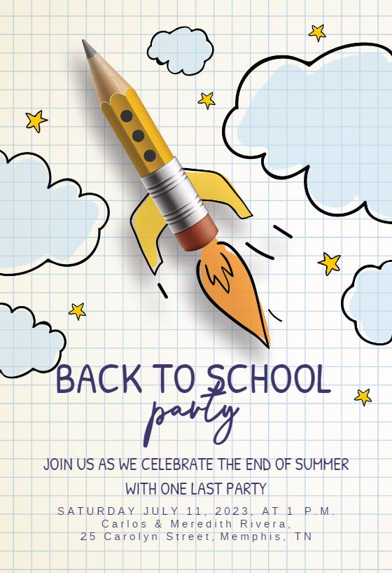 Launch Into Learning - Back To School Invitation Template (Free ...