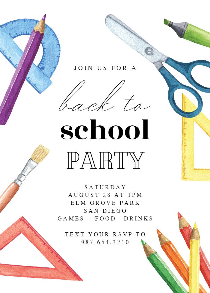 Ready to back - Back to School Invitation Template (Free) | Greetings ...