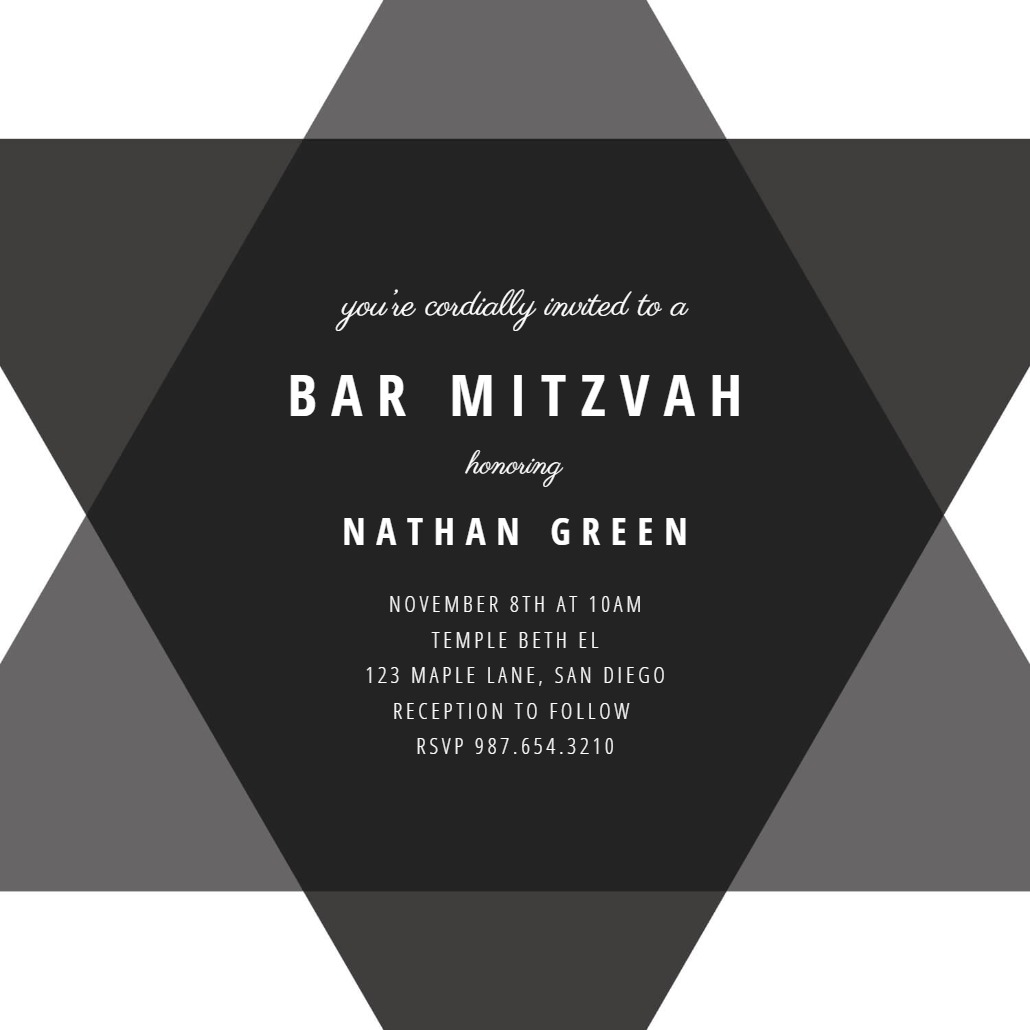 Simple Star - Bar & Bat Mitzvah Invitation Template (Free) | Greetings ...
