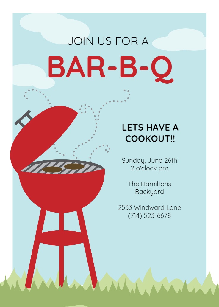 BBQ Cookout - BBQ Party Invitation Template (Free) | Greetings Island