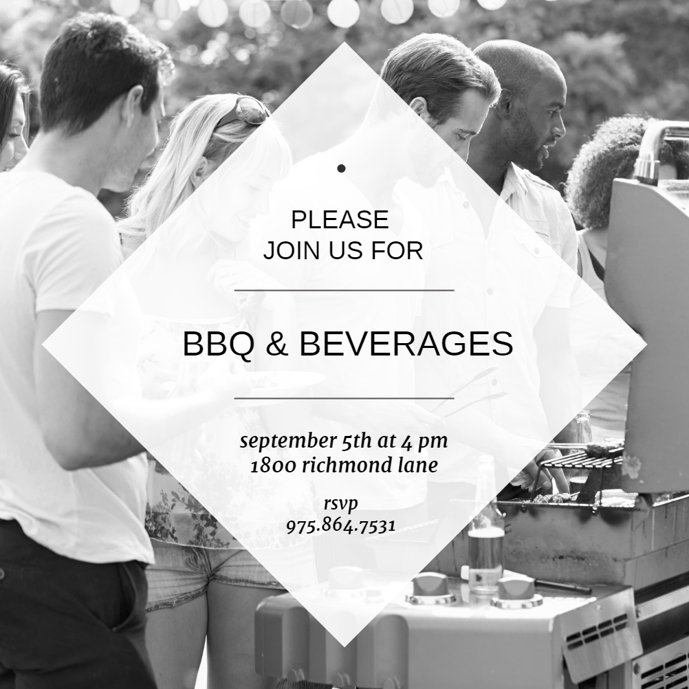 Photo and Chalkboard - BBQ Party Invitation Template (Free) | Greetings ...