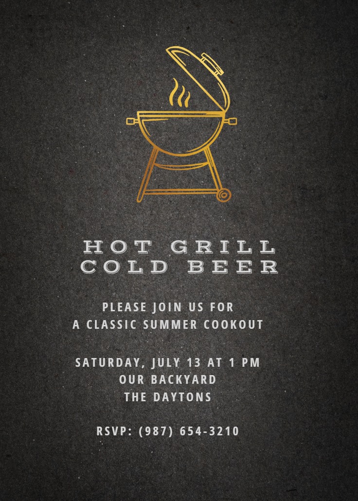 Hot grill - BBQ Party Invitation Template (Free) | Greetings Island