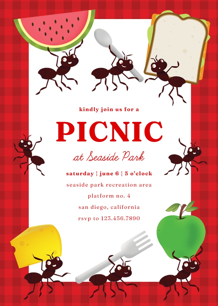 Picnic Party - BBQ Party Invitation Template (Free) | Greetings Island