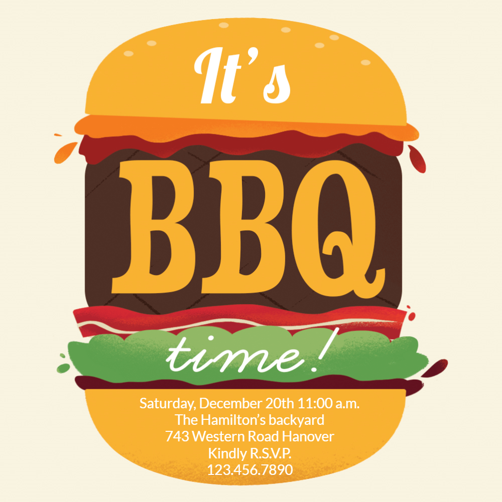 Burger - BBQ Party Invitation Template (Free) | Greetings Island
