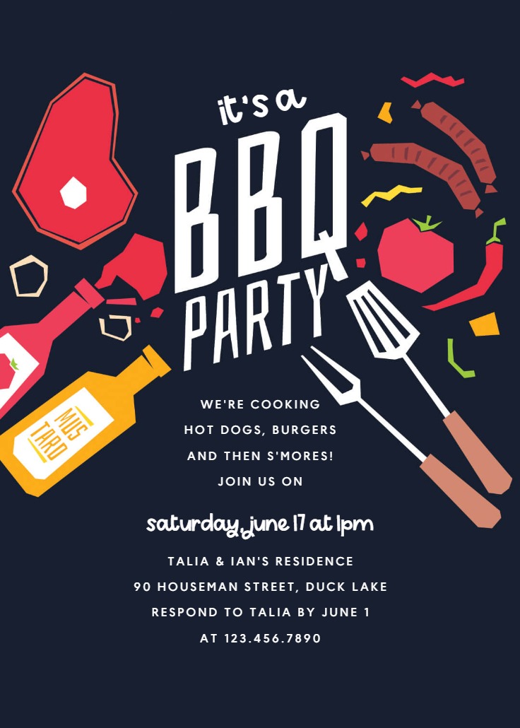 Summer night - BBQ Party Invitation Template | Greetings Island