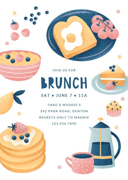 Rise And Dine - Brunch & Lunch Invitation Template (Free) | Greetings ...