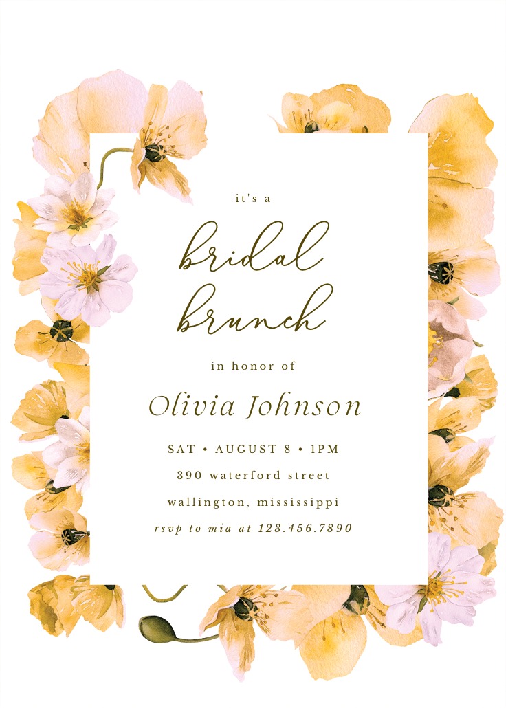 Spring Border - Brunch & Lunch Invitation Template (Free) | Greetings ...