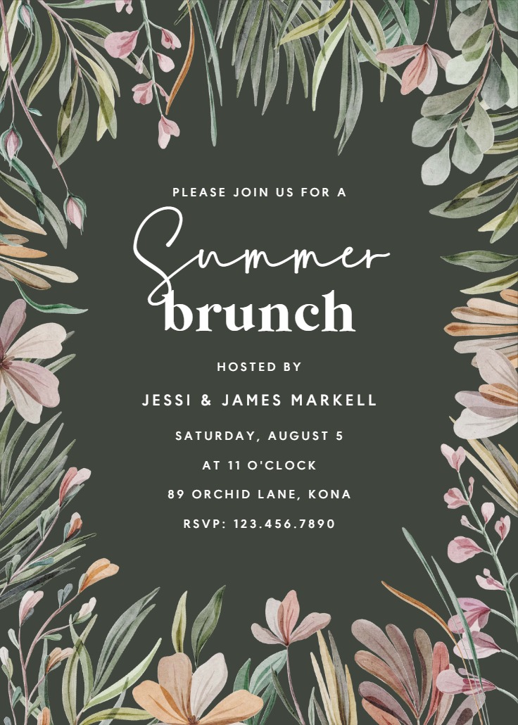 Garden frame - Brunch & Lunch Invitation Template (Free) | Greetings Island