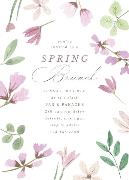 Blossom and Bites - Brunch & Lunch Invitation Template | Greetings Island